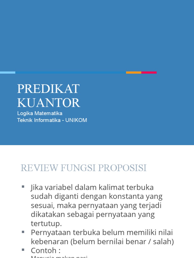 4 - Predikat Kuantor | PDF | Seni & Disiplin Bahasa | Kajian Bahasa Asing
