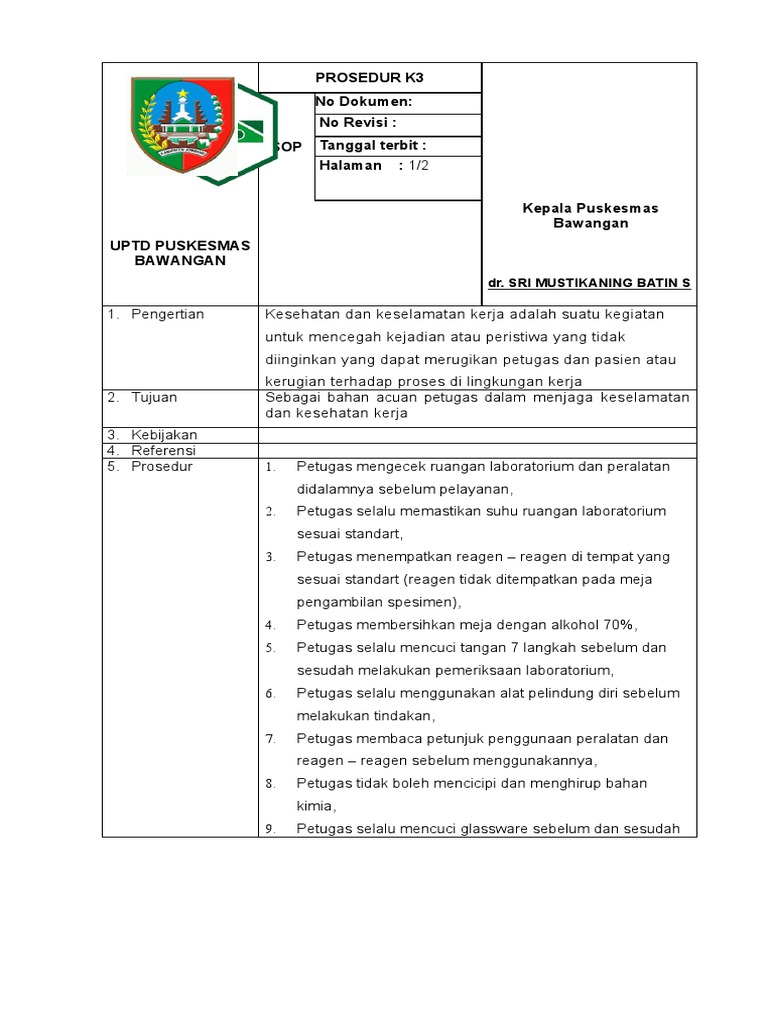 Sop Prosedur K3 | PDF