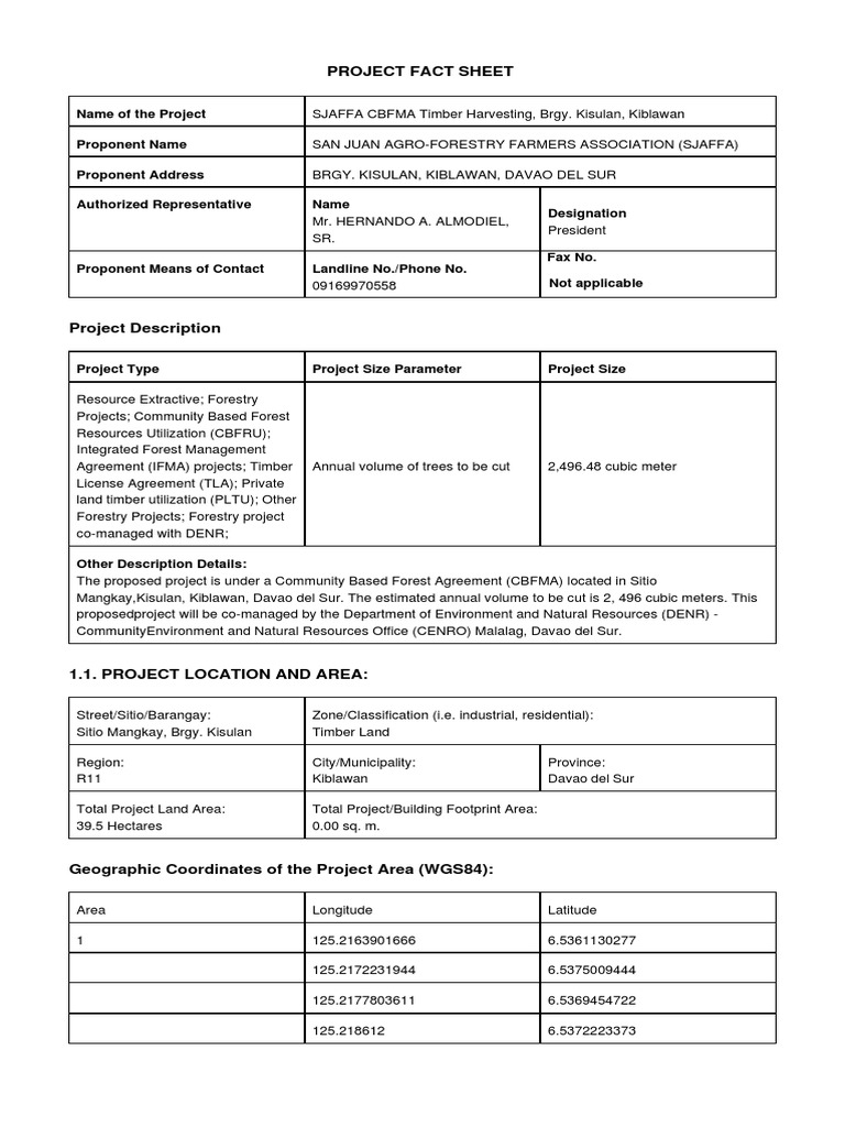 SJAFFA CBFMA Timber Harvesting Project | PDF | Forestry | Land Management