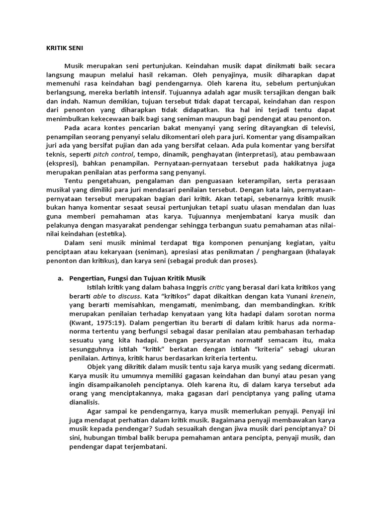 Materi Sem 2 - 4. Kritik Musik | PDF