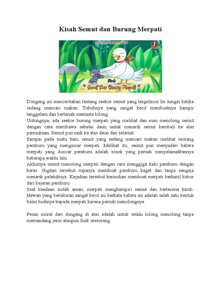 Kisah Semut Dan Burung Merpati | PDF