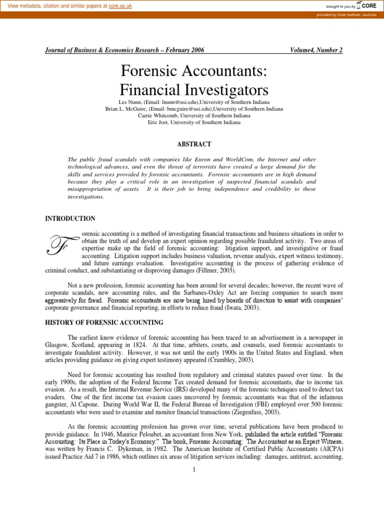 Forensic Accountants: Financial Investigators | PDF | Accounting | Audit