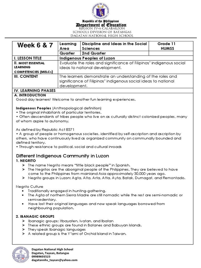 Week 6 & 7: Department of Education | PDF | Philippines | Ethnic Groups
