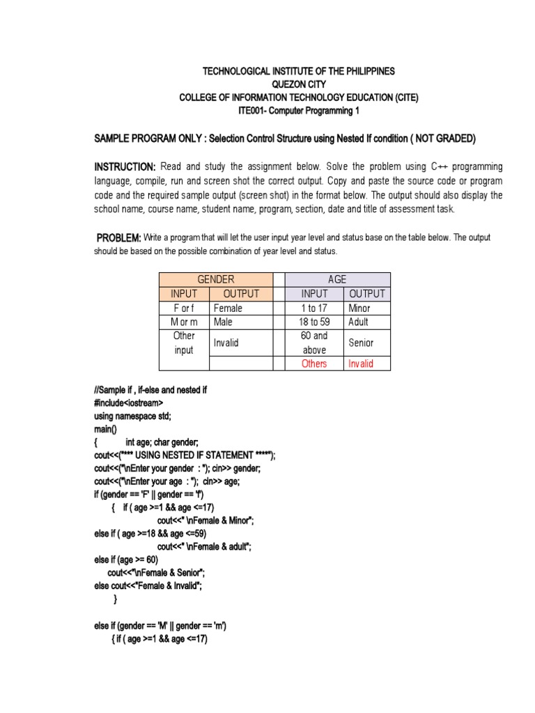 Module2 Assign2.1 NestedIf | PDF | Input/Output | Computer Programming