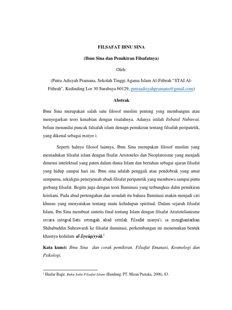 Pemikiran Filsafat Ibnu Sina dan Emanasi | PDF