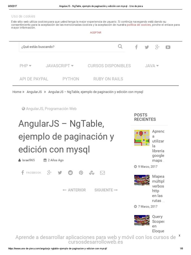 AngularJS NgTable Ejemplo de Paginacion | PDF | Cookie HTTP | Mi sql