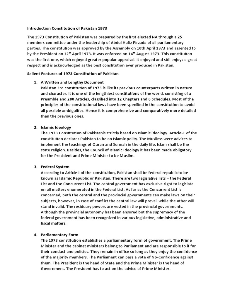 An Overview of the Key Features and Structure of the Constitution of ...
