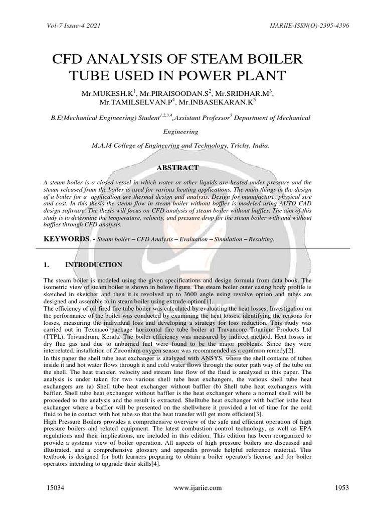CFD Analysis of Steam Boiler Tube Used in Power Plant | PDF | Boiler ...