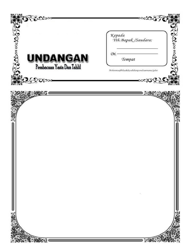23 Undangan Yasinan Dan Tahlil | PDF