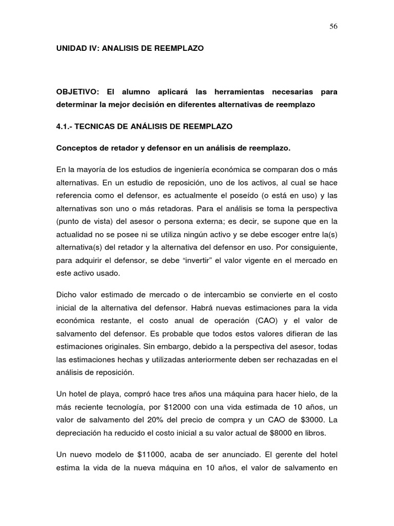 Analisis de Reemplazo | PDF | Depreciación | Mercado (economía)