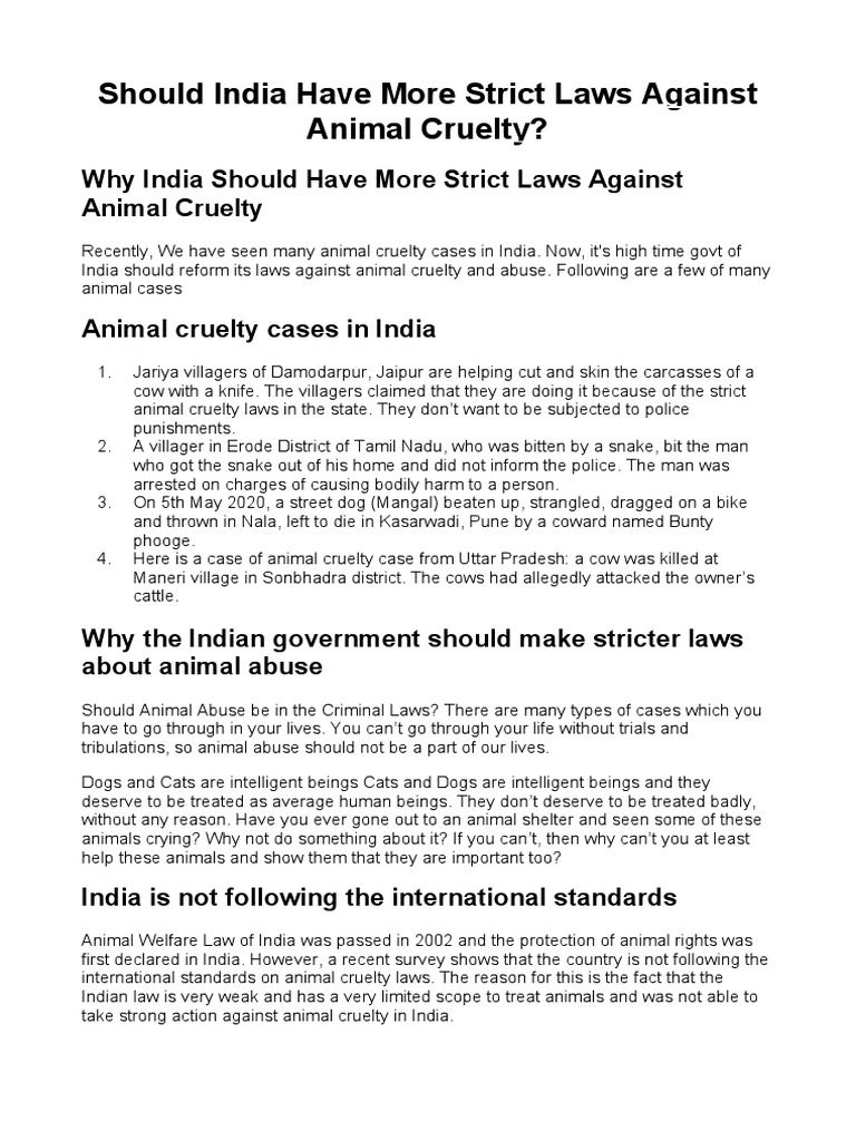 Why India Should Have More Strict Laws Against Animal Cruelty | PDF ...