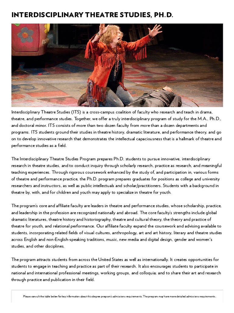 Interdisciplinary Theatre Studies, Ph.D. - University of Wisconsin-Madison | PDF | Graduate ...