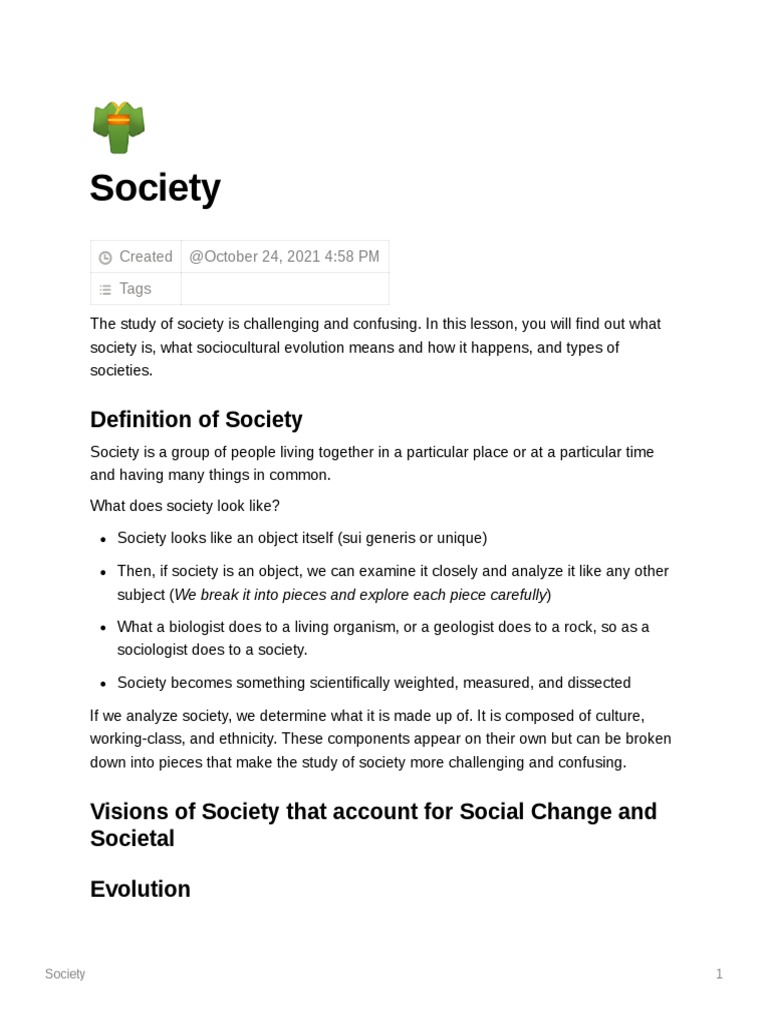 Definition of Society | PDF | Society | Agriculture