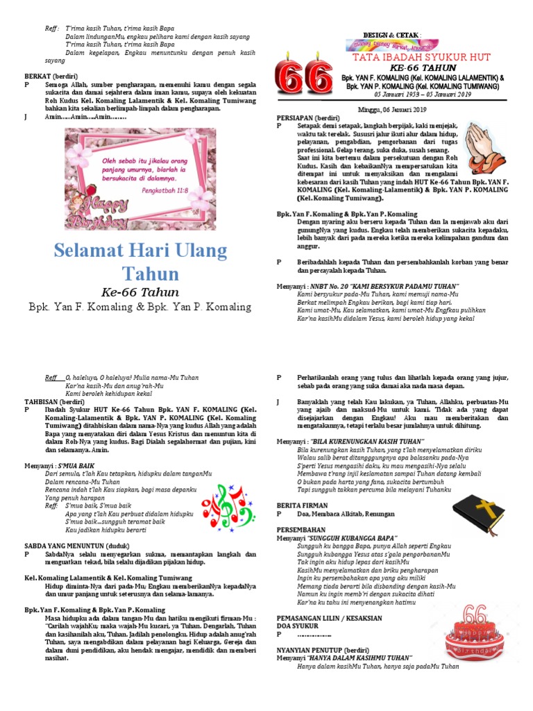 Tata Ibadah HUT 66 | PDF