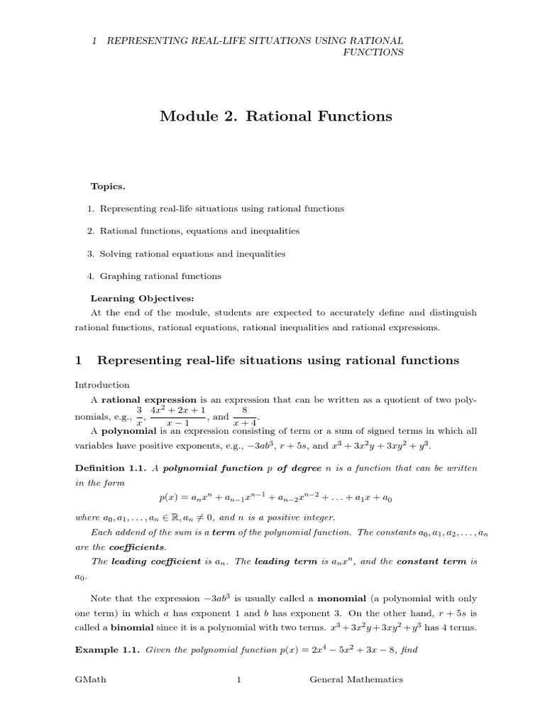 Genmath Module 2 | PDF | Function (Mathematics) | Asymptote Genmath Module 2 | PDF | Function (Mathematics) | Asymptote