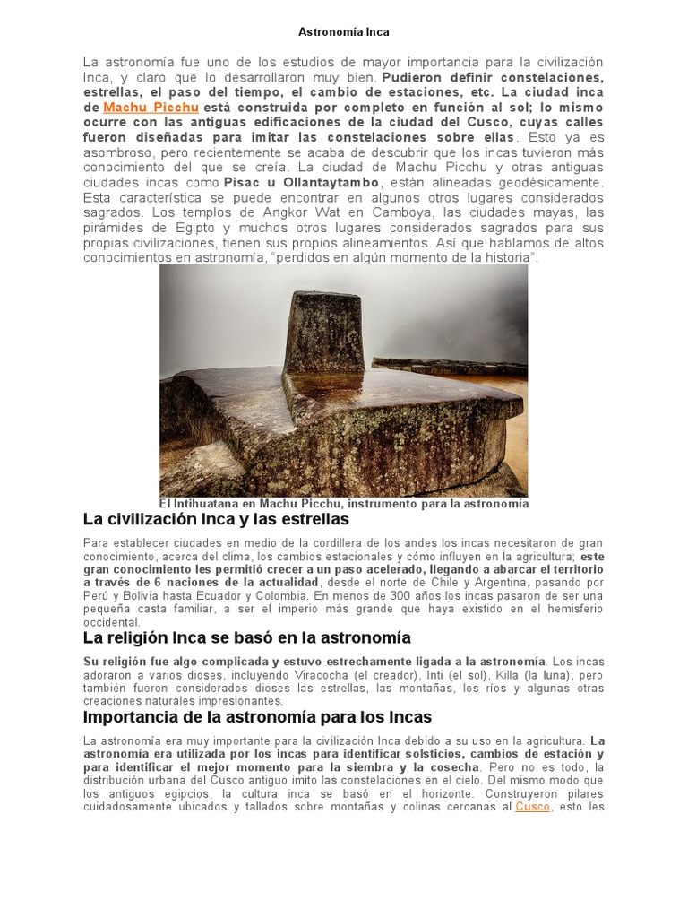 Astronomía Inca | PDF | Imperio Inca | Constelación