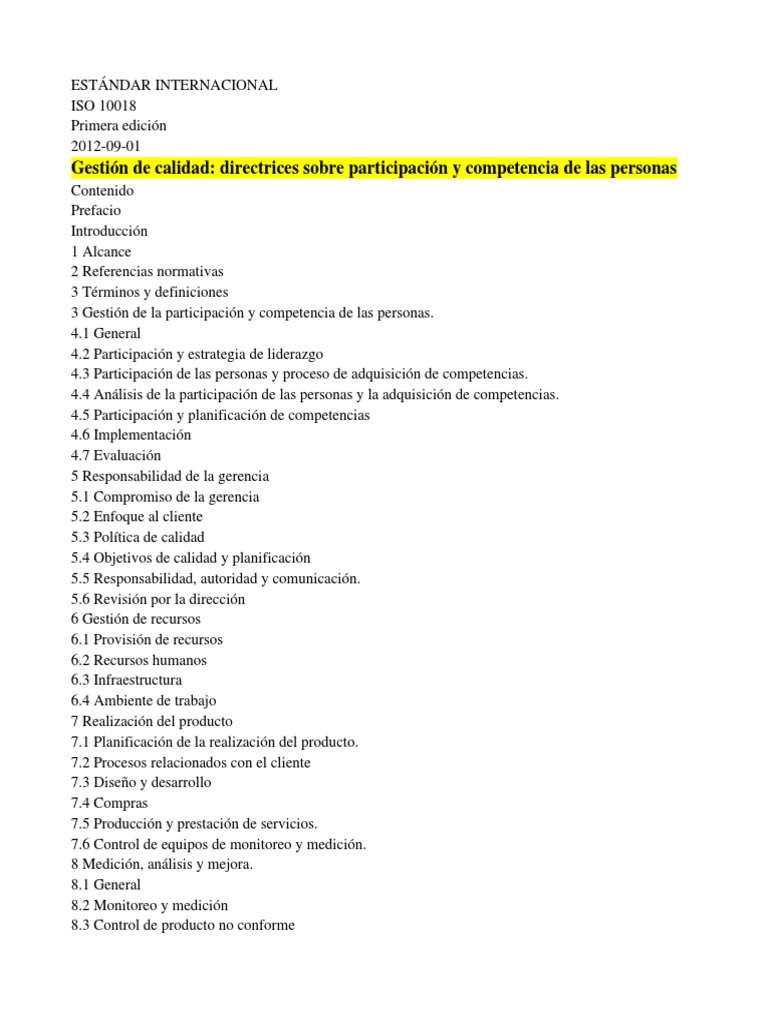 Iso 10018 2012 | PDF | Calidad (comercial) | Planificación