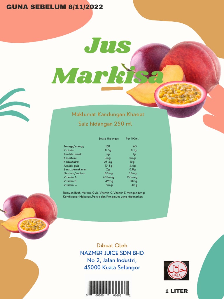Label Nutrisi Jus Markisa 250ml | PDF | Kesehatan Holistik