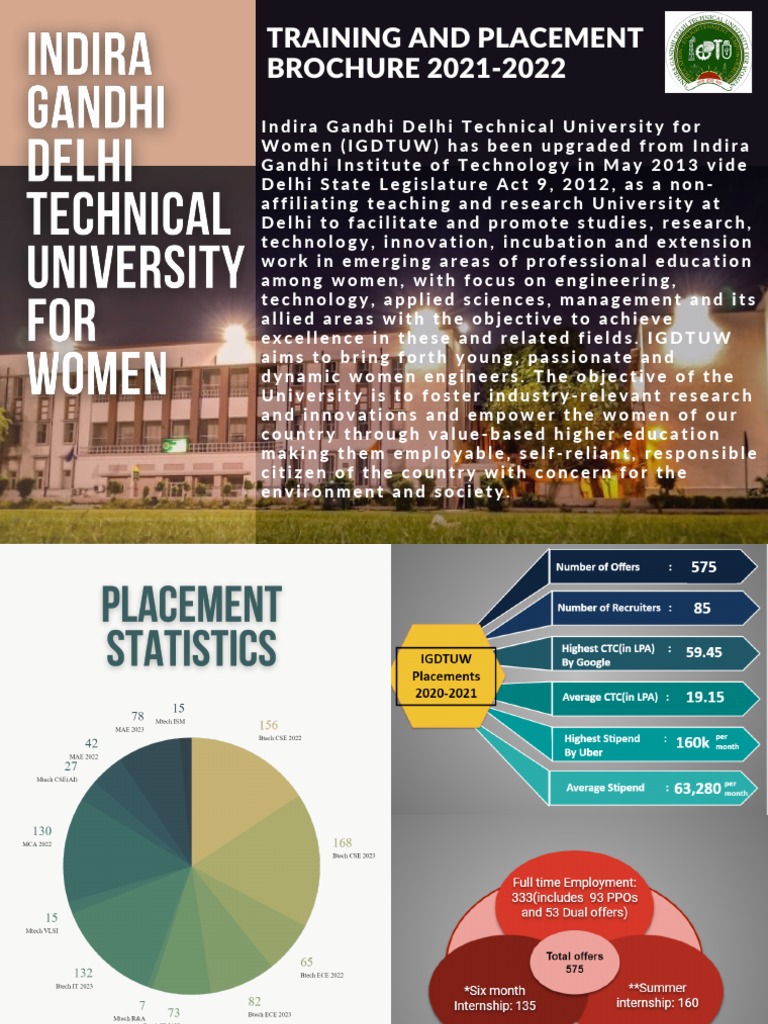 IGDTUW Placement Brochure 2021-2022 | PDF | Science And Technology