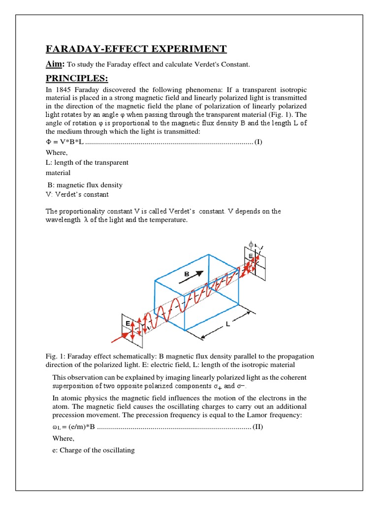 Faraday-Effect Experiment: Aim: Principles | PDF | Polarization (Waves ...