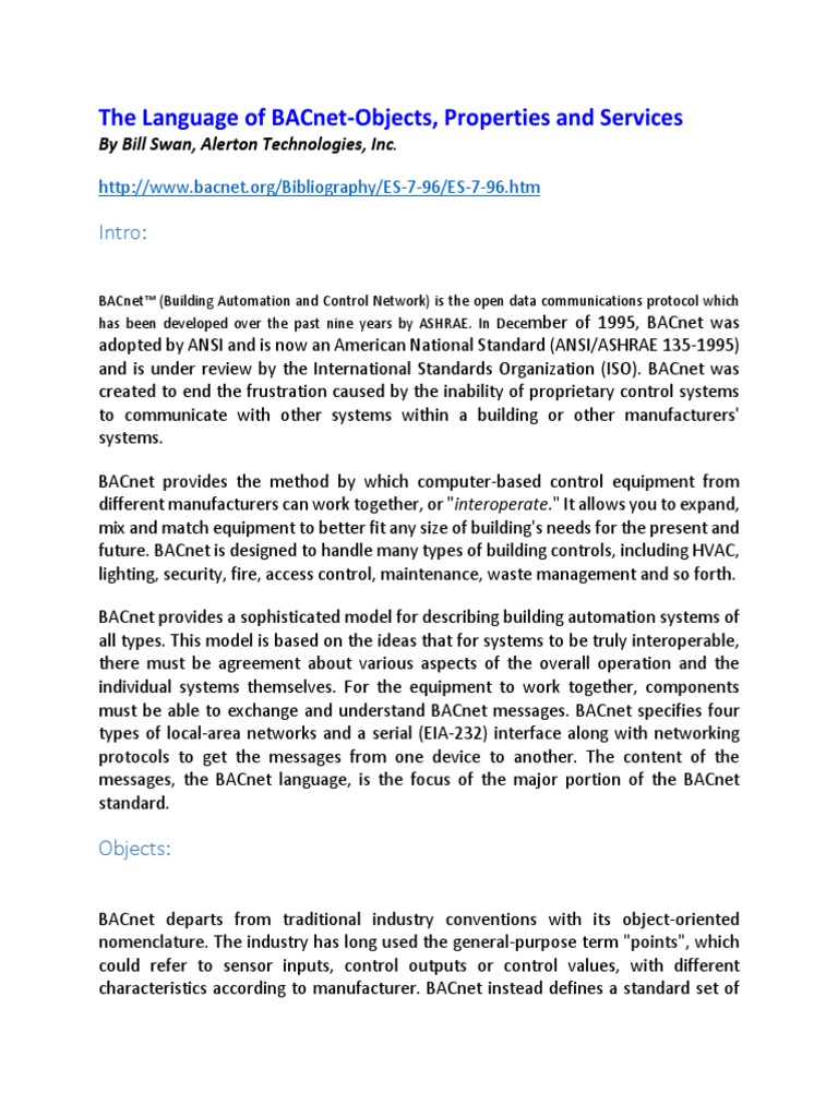 BACnet-Objects Properties and Services | PDF | Computer File | Input/Output