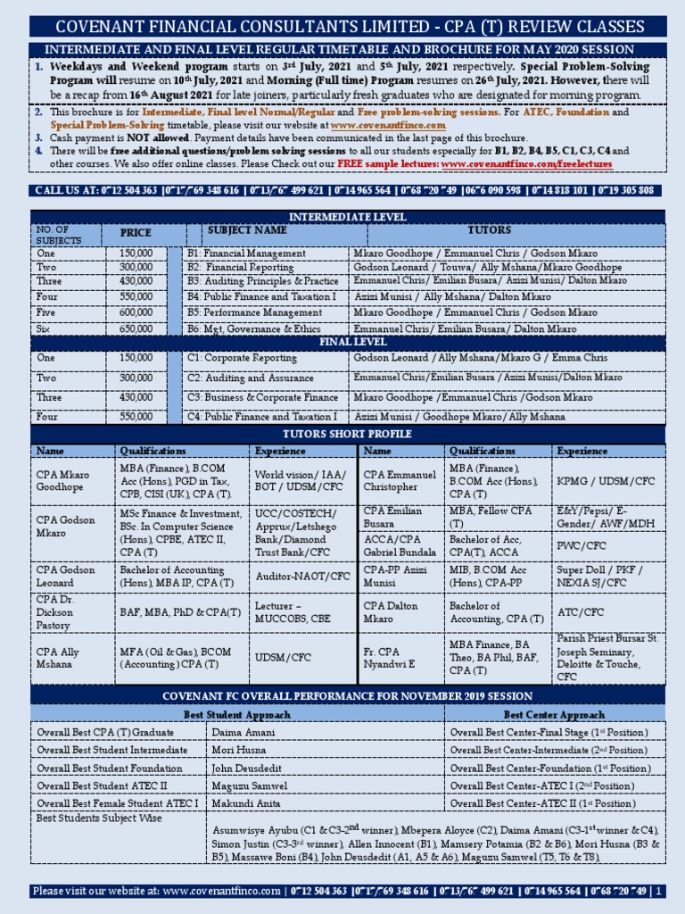 CPA Review Classes Timetable 2020 | PDF | Economies | Business
