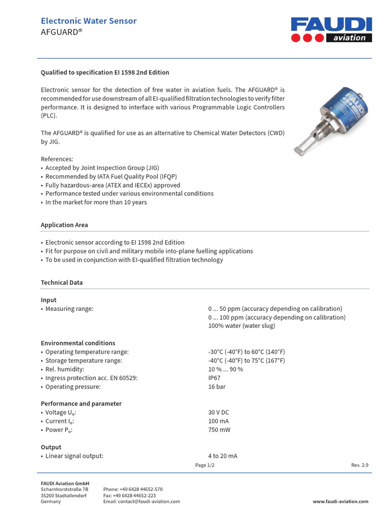 Electronic Water Sensor Afguard - Ds - Afguard - Rev.2.9 - en | PDF ...