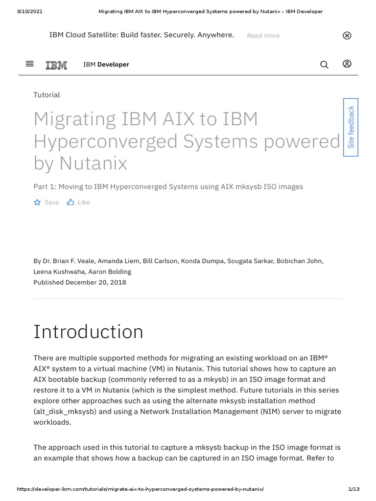 Migrating IBM AIX To IBM Hyperconverged Systems Powered by Nutanix - IBM Developer | PDF ...