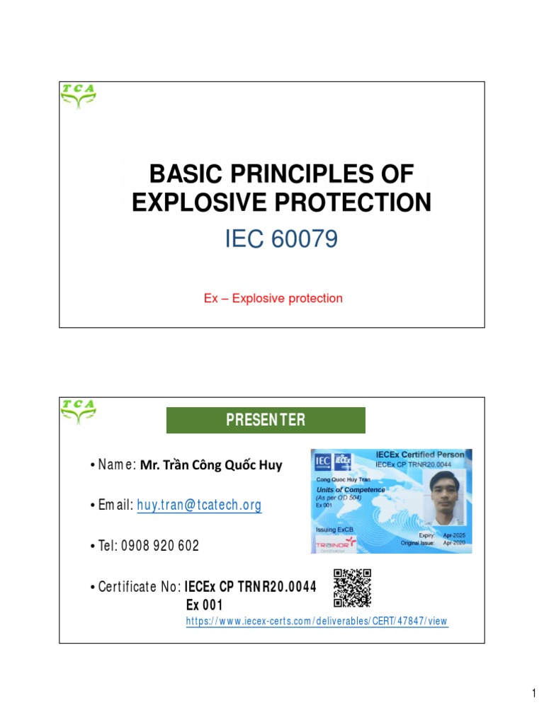 BASIC PRINCIPLES OF EXPLOSIVE PROTECTION IEC 60079 | PDF | Chemistry ...