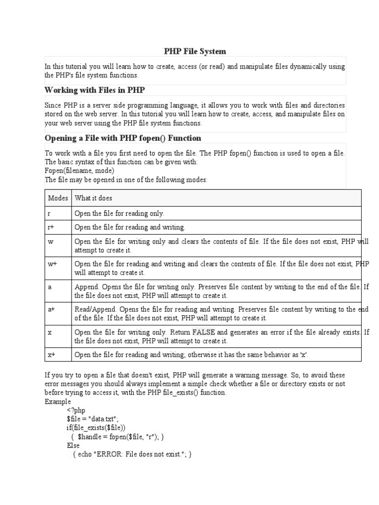 Mastering File Manipulation With Php A Comprehensive Guide To Working
