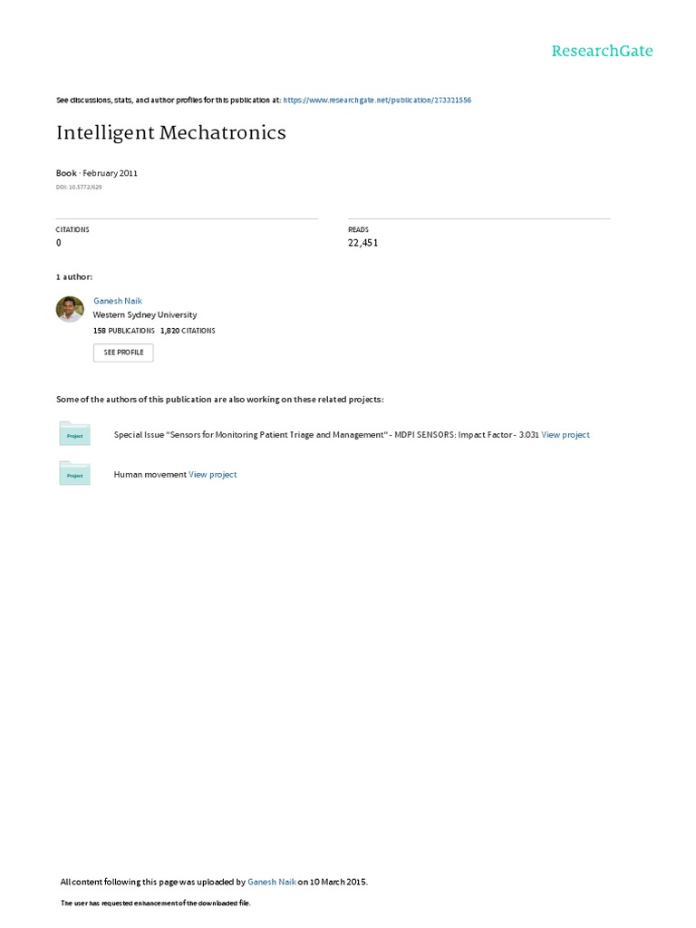 Intelligent Mechatronics | PDF | Hand | Robotics