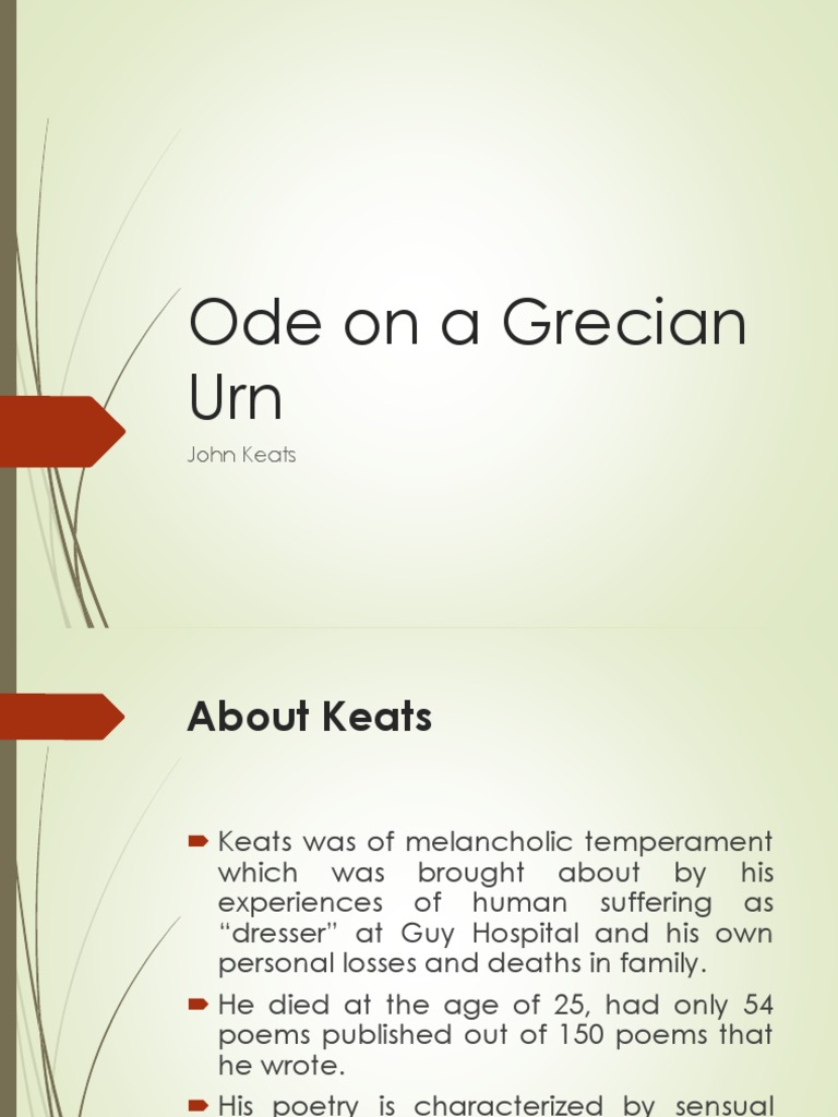 John Keats and Ode To A Grecian Urn | PDF | John Keats
