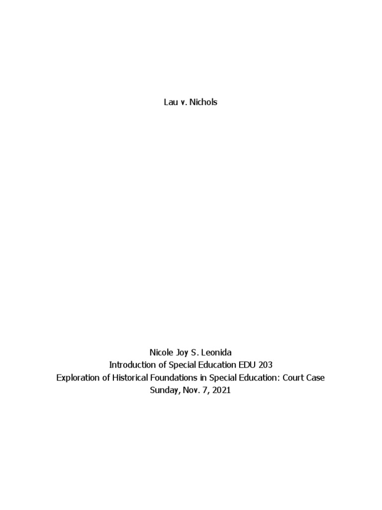 Lau v. Nichols | PDF | Federal Government Of The United States | The ...