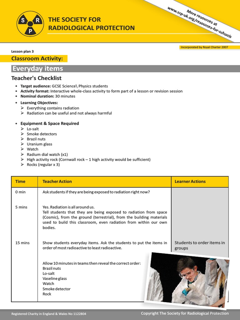 SRP Lesson Plan 3 Everyday Items | PDF | Radioactive Decay | Atoms