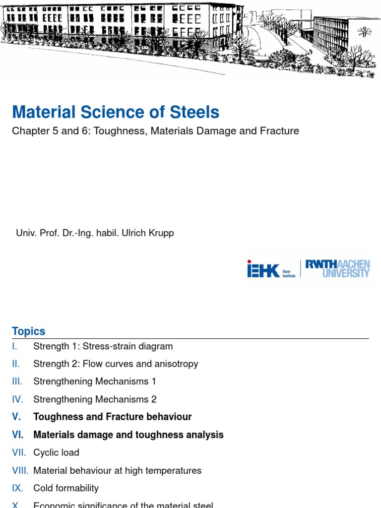 Material Science of Steels: Chapter 5 and 6: Toughness, Materials ...