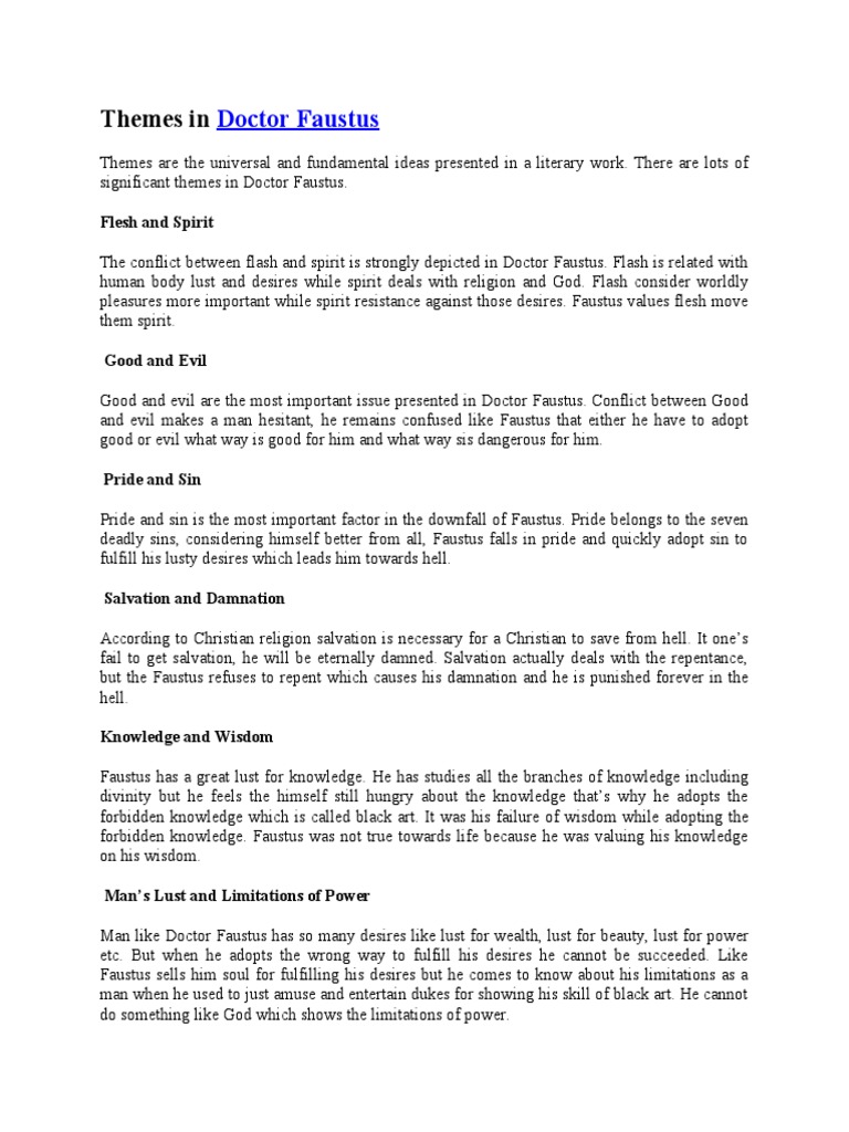 Doctor Faustus Themes | PDF | Seven Deadly Sins | Christianity