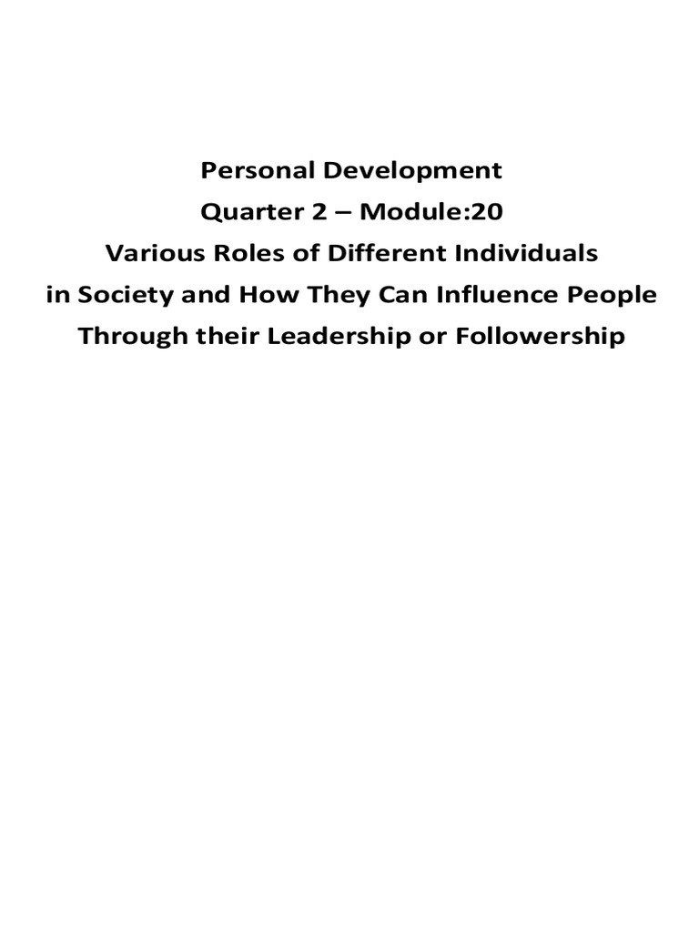MODULE-20 Perdev | PDF | Leadership | Society