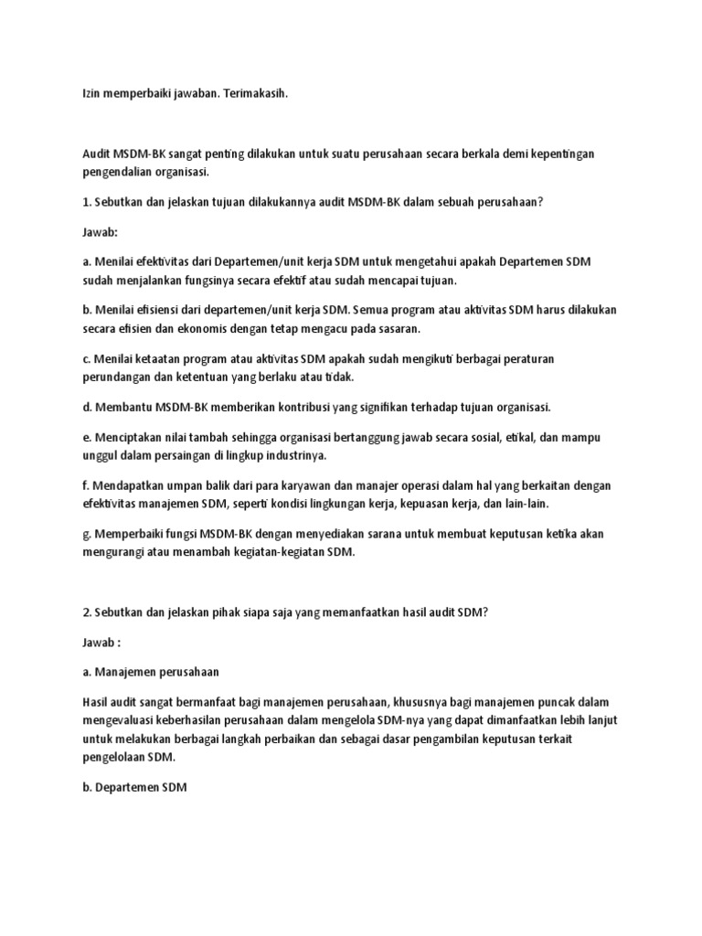 Diskusi 1, Audit SDM | PDF