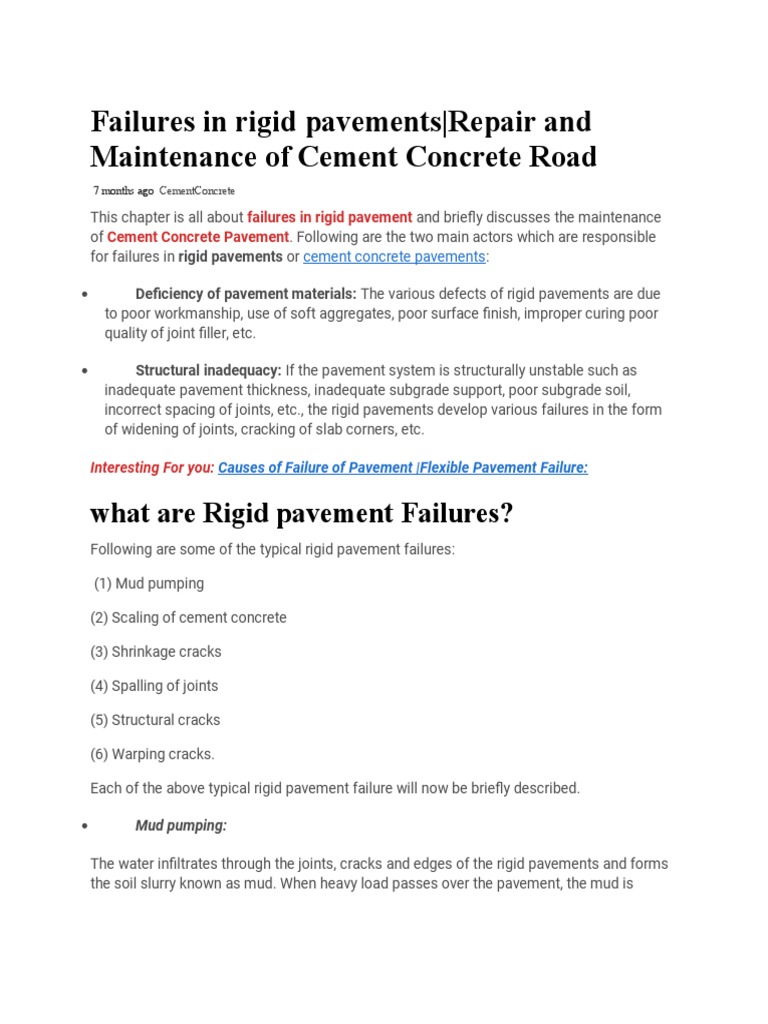 Failures in Rigid Pavements | PDF | Road | Road Surface