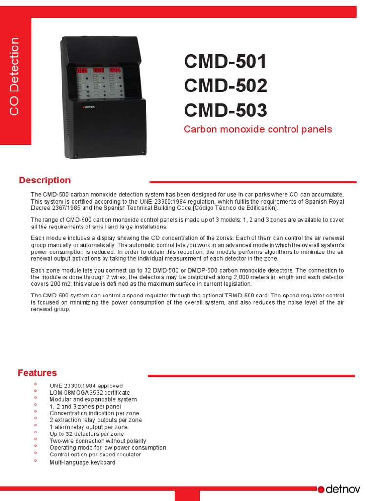 CMD-501 CMD-502 CMD-503: Carbon Monoxide Control Panels | PDF | Carbon ...