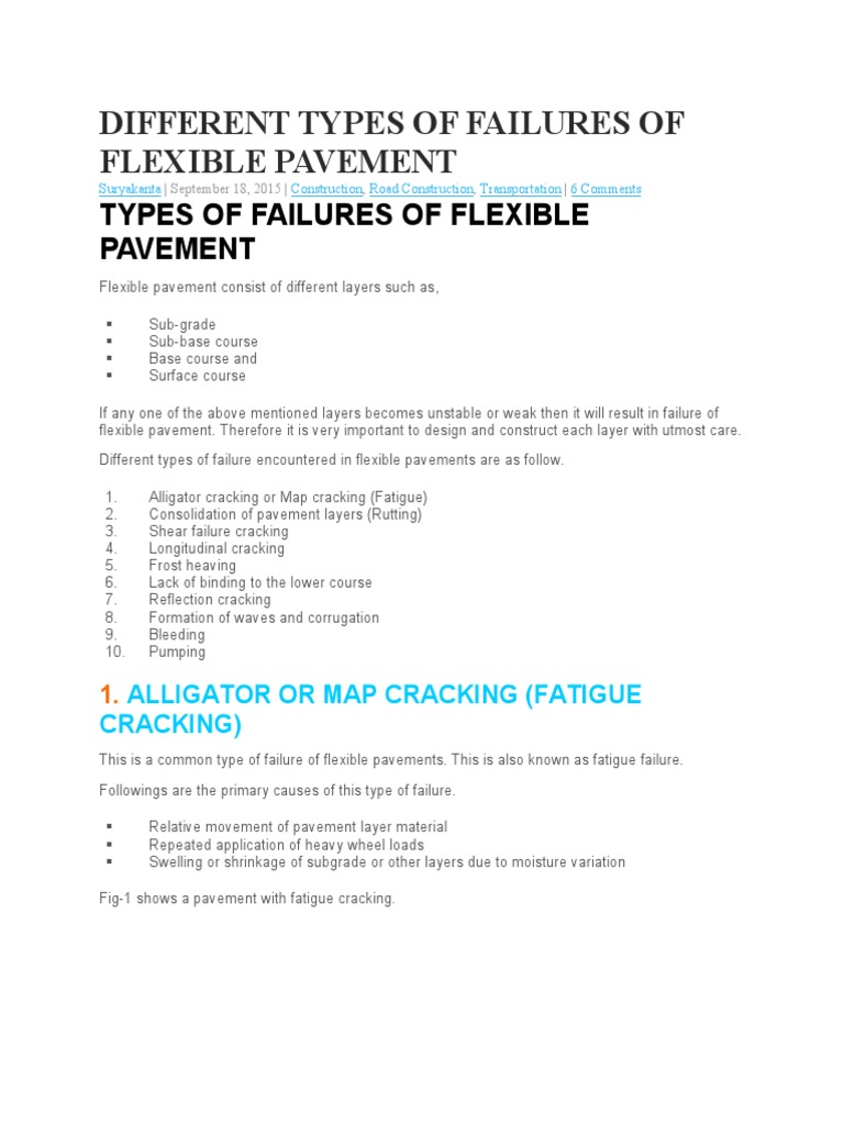 Different Types of Failures of Flexible Pavement | PDF | Road Surface ...