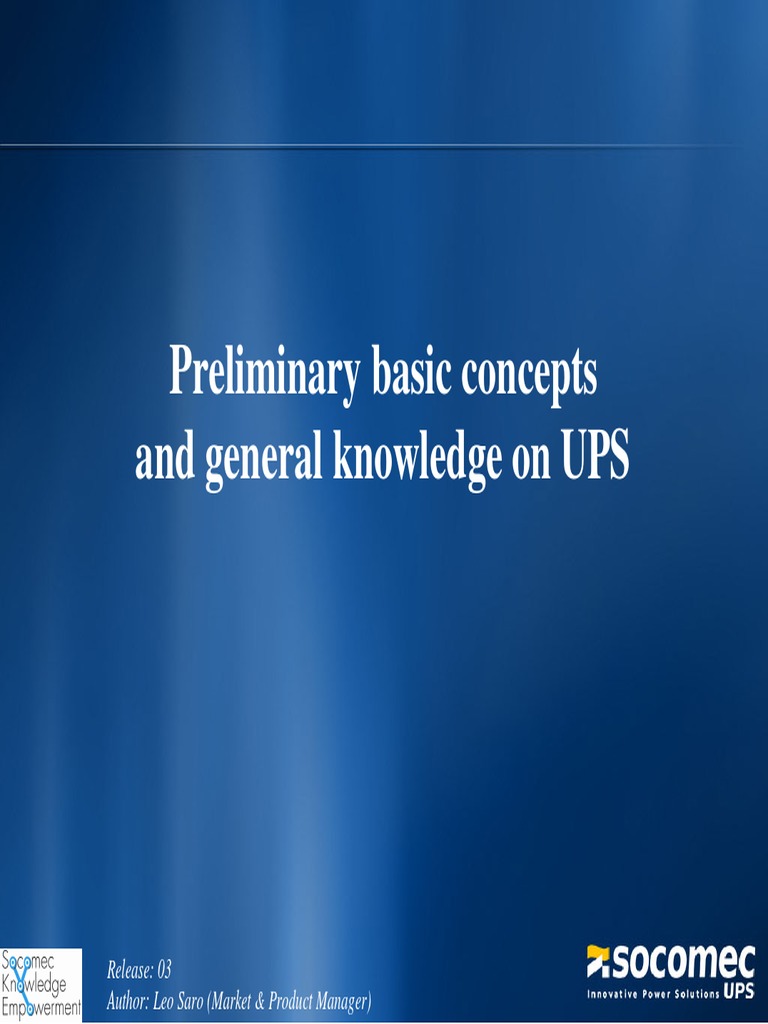Preliminary Basic Concepts and General Knowledge On UPS - R03 | PDF ...