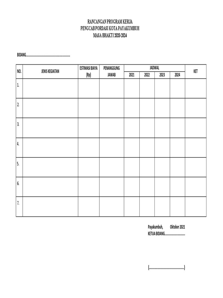 Rancangan Program Kerja | PDF