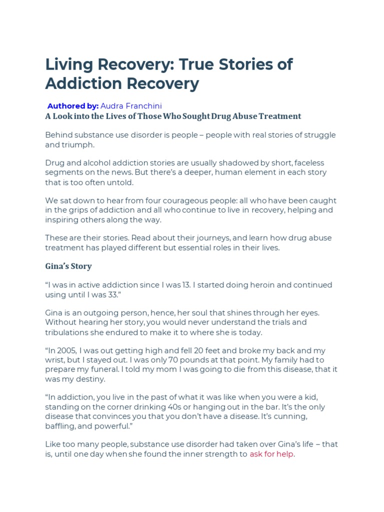 True Stories of Addiction Recovery | PDF | Substance Use Disorder ...