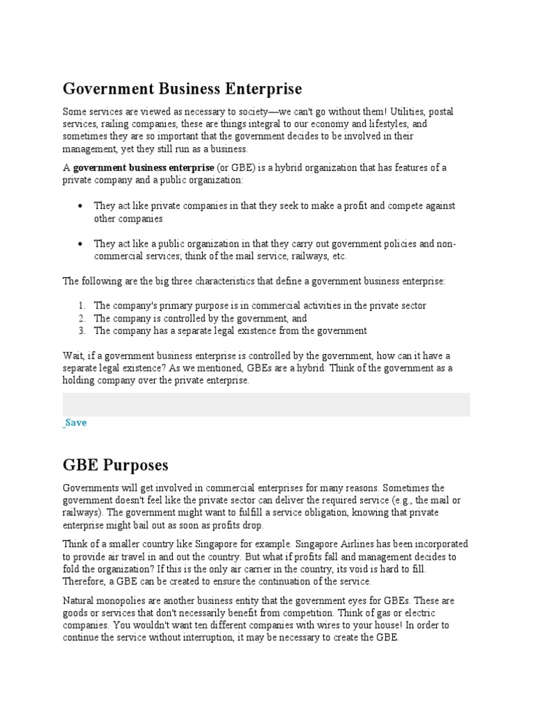 Understanding Government Business Enterprises | PDF | State Owned ...