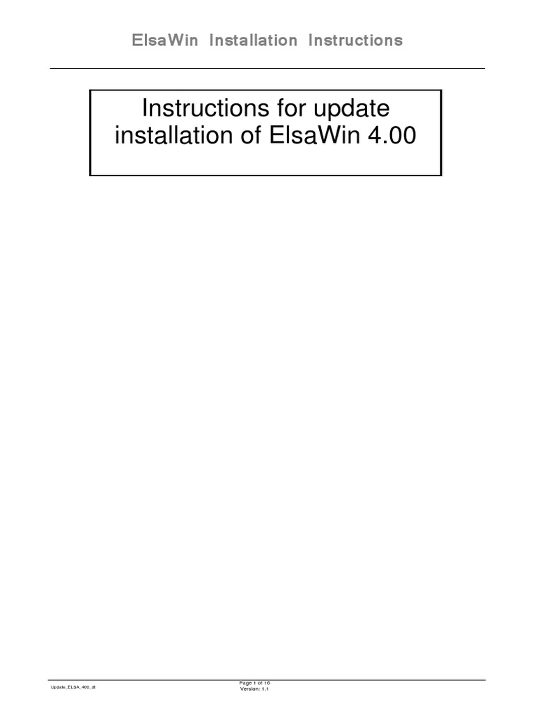 Instructions For Update Installation of Elsawin 4.00 | PDF | Microsoft ...