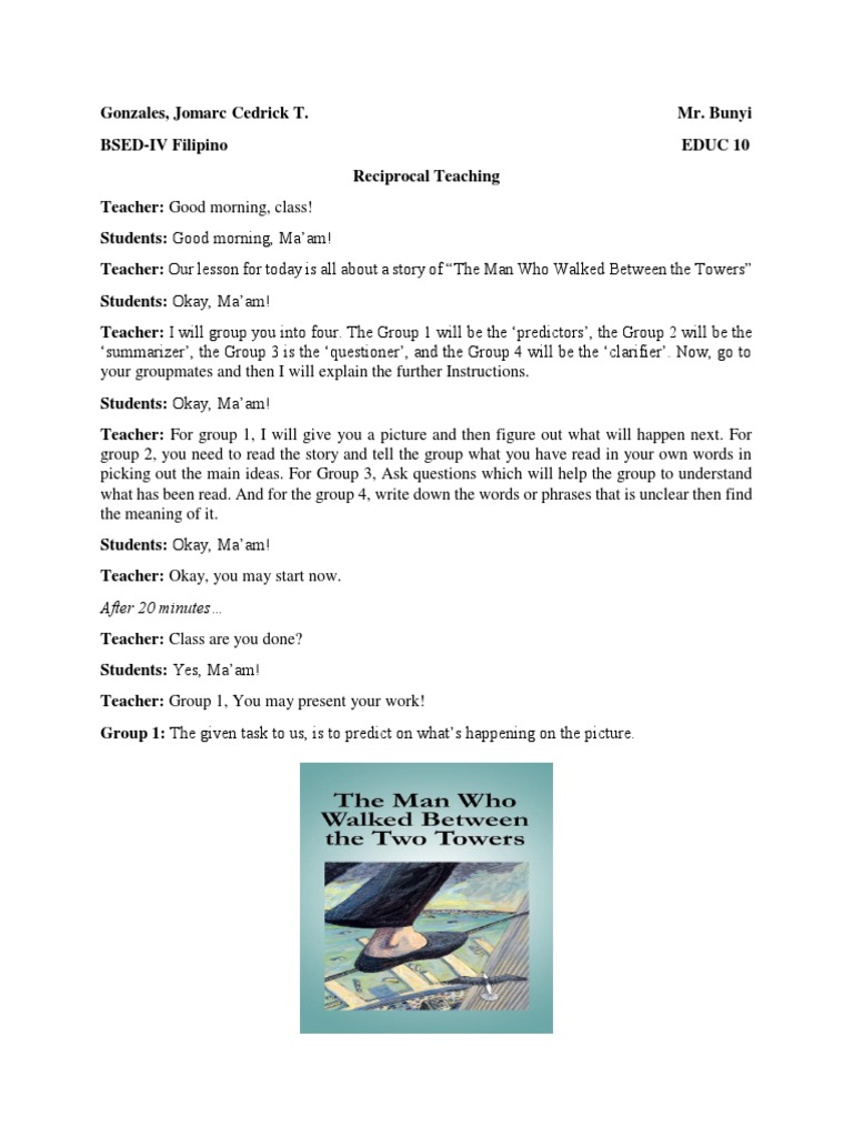 Gonzales, Jomarc Cedrick T. BSED-IV Filipino - Reciprocal - Teaching - Plan | PDF