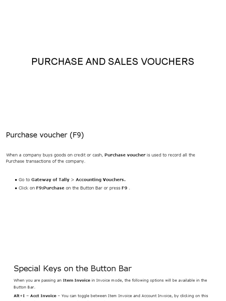 Purchase and Sales Vouchers | PDF