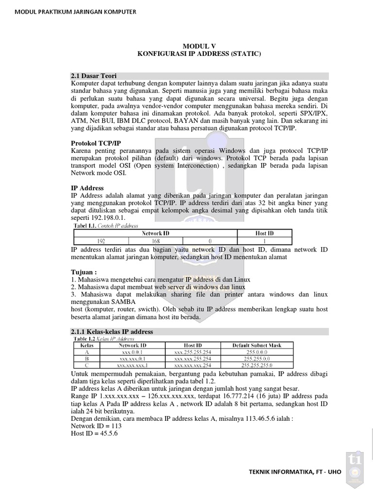 Modul V - Konfigurasi IP Static | PDF