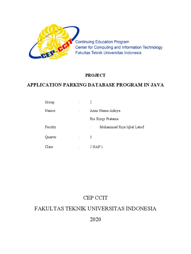 Java Parking Database Project | PDF | Applications & Software | Net Beans